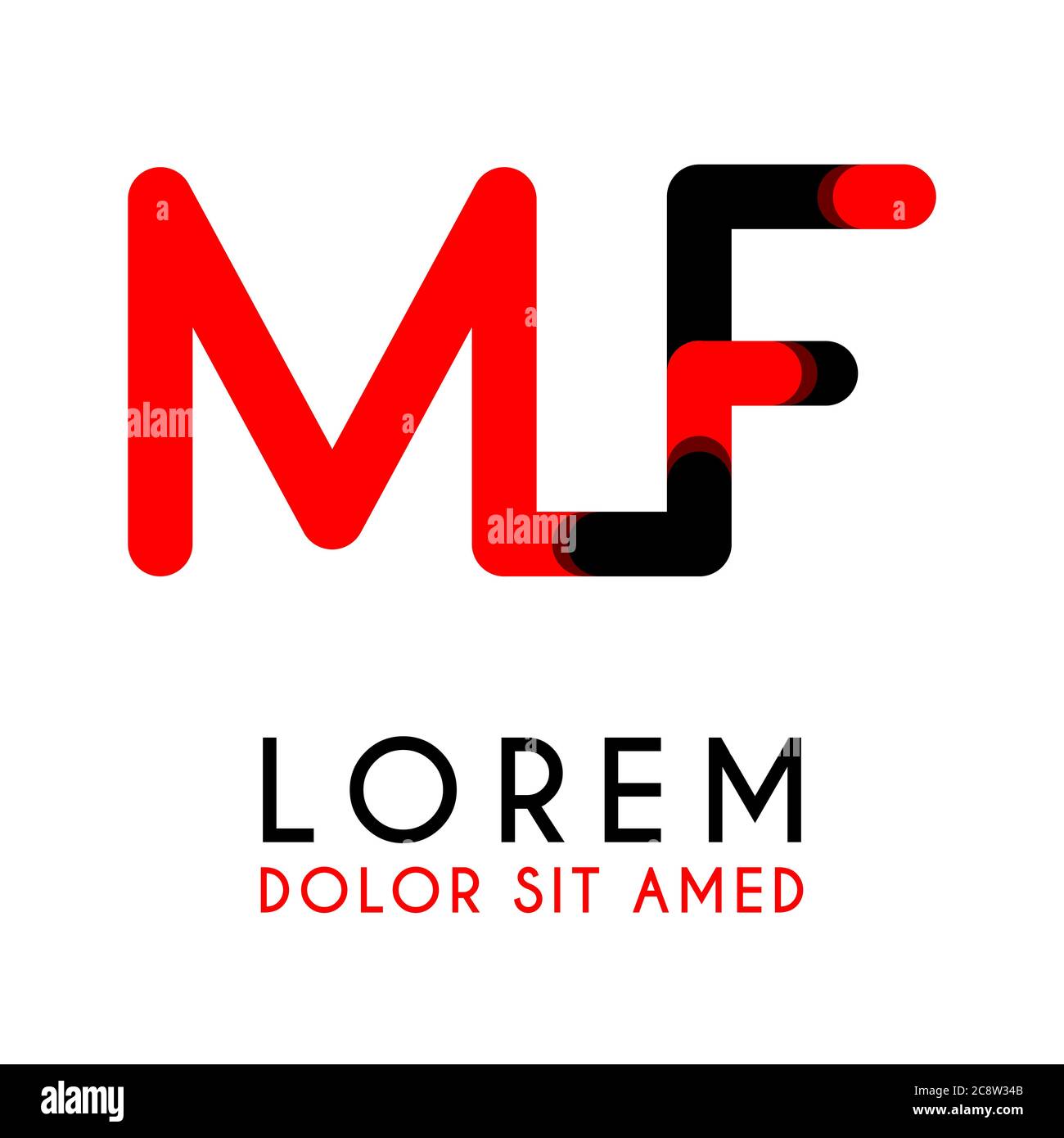 initial Letter MF with red Black and has rounded corners Stock Vector ...