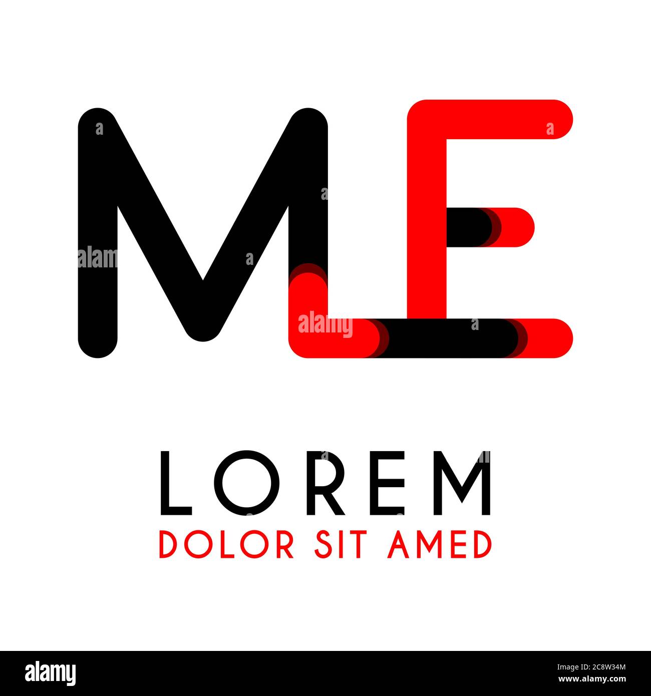 initial Letter ME with red Black and has rounded corners Stock Vector ...