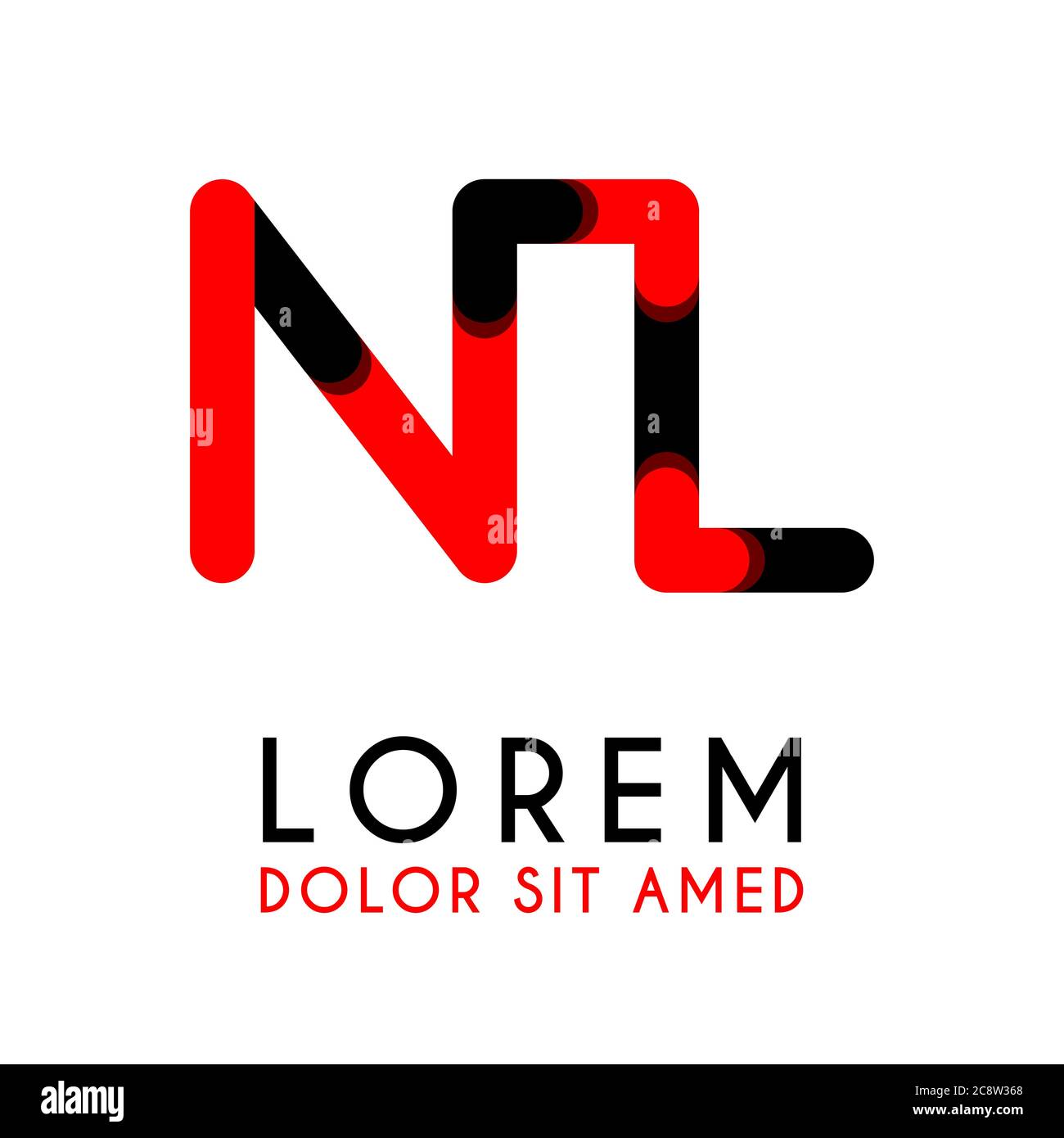 initial Letter NL with red Black and has rounded corners Stock Vector ...