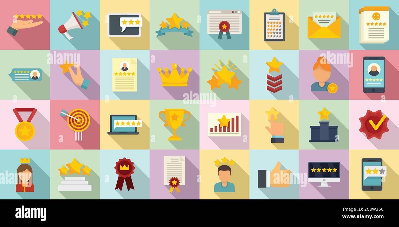 Reputation icons set. Flat set of reputation vector icons for web ...