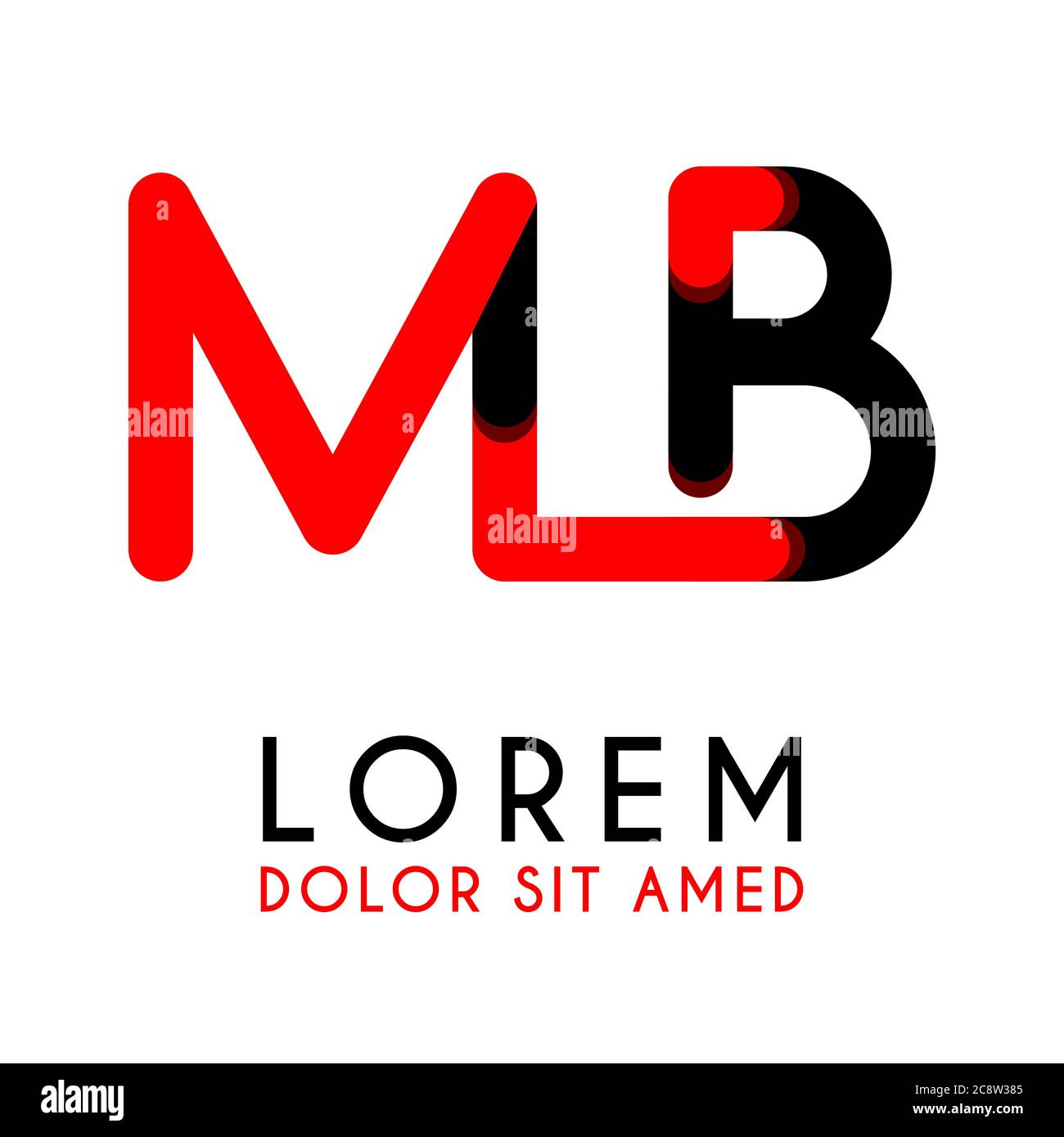 initial Letter MB with red Black and has rounded corners Stock Vector ...