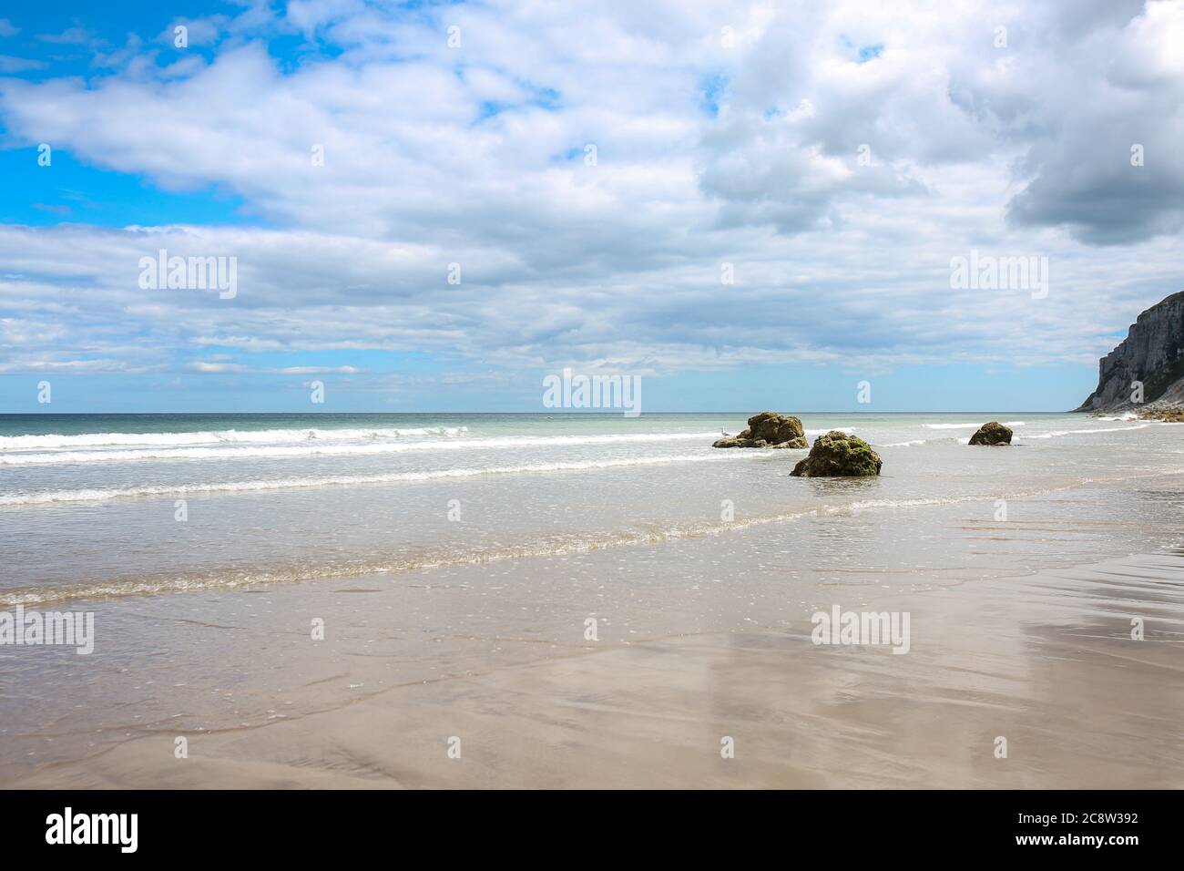 Summer at Hunmanby Gap, North Yorkshire Coast during lockdown July 2020 ...