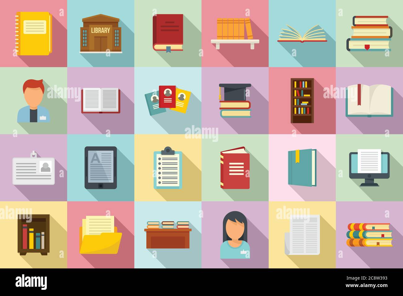 Library icons set. Flat set of library vector icons for web design ... Library icons set. Flat set of library vector icons for web design ...