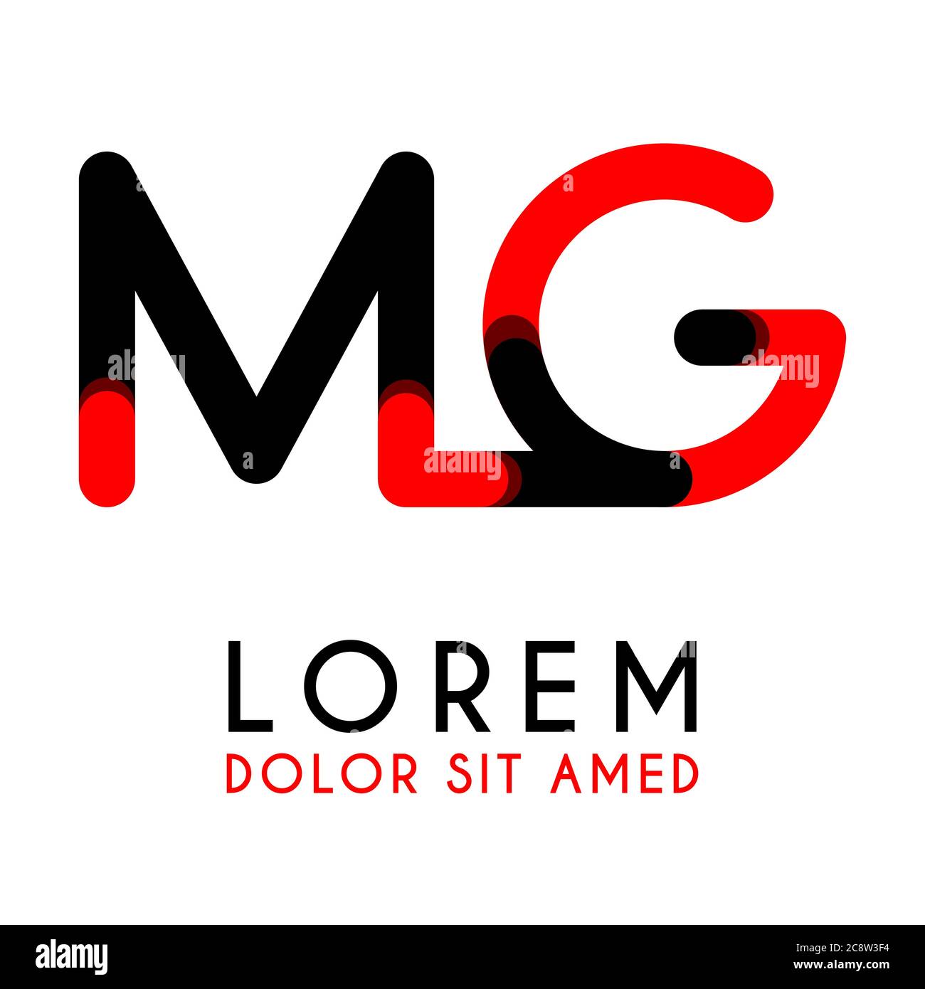 initial Letter MG with red Black and has rounded corners Stock Vector ...