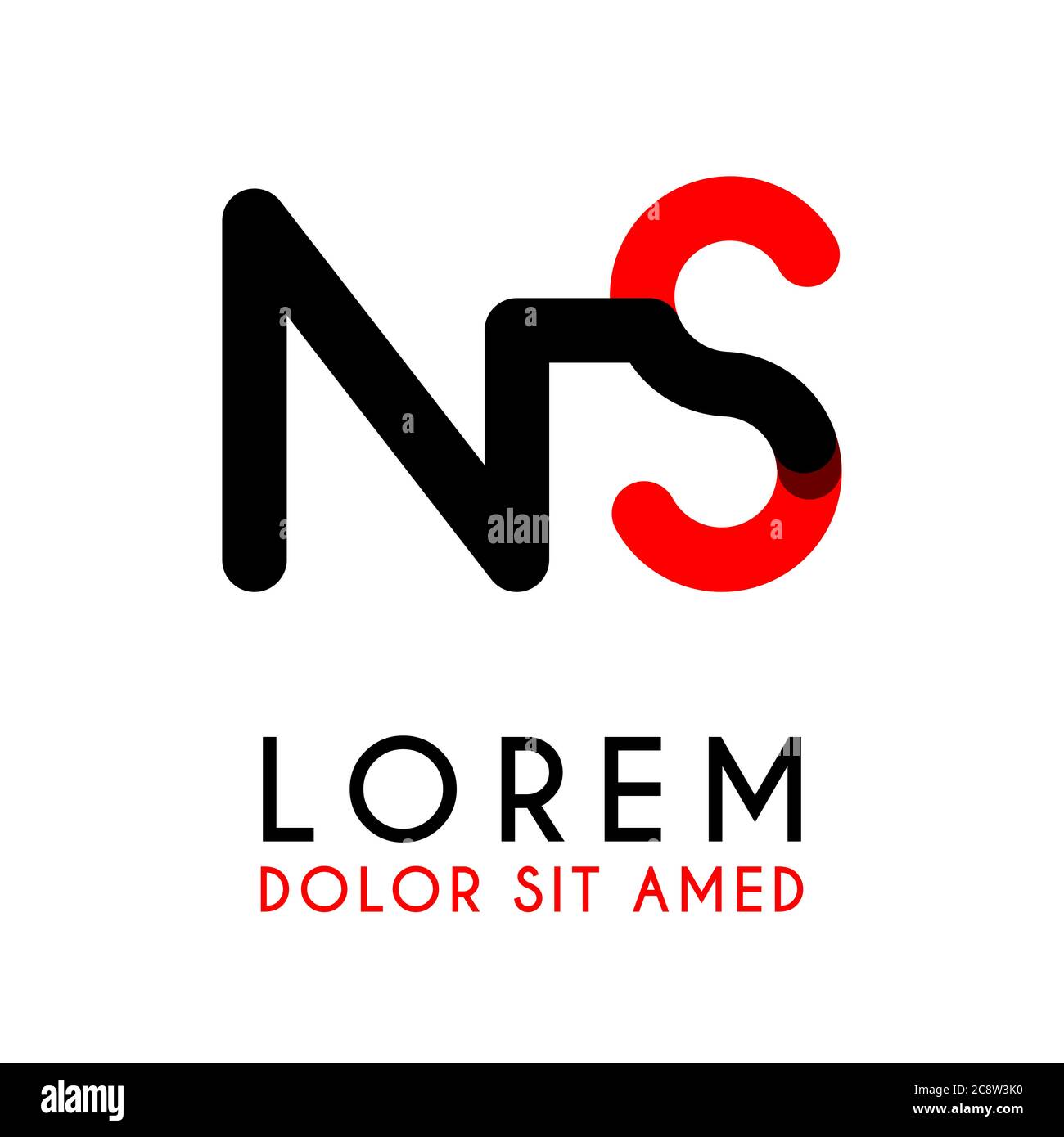 initial Letter NS with red Black and has rounded corners Stock Vector ...