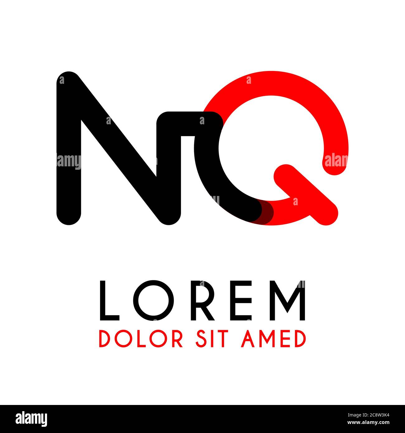 initial Letter NQ with red Black and has rounded corners Stock Vector ...