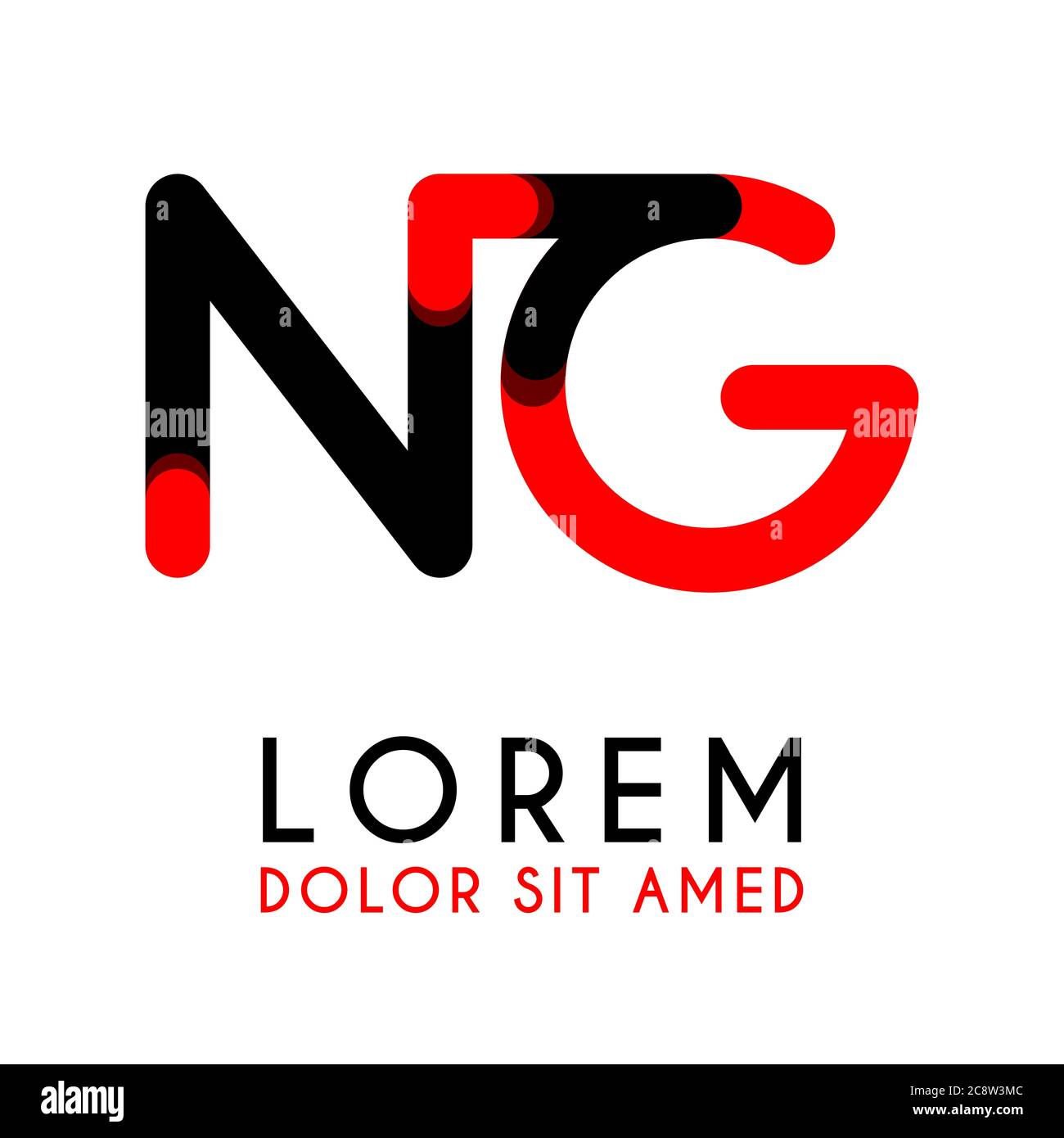 initial Letter NG with red Black and has rounded corners Stock Vector ...