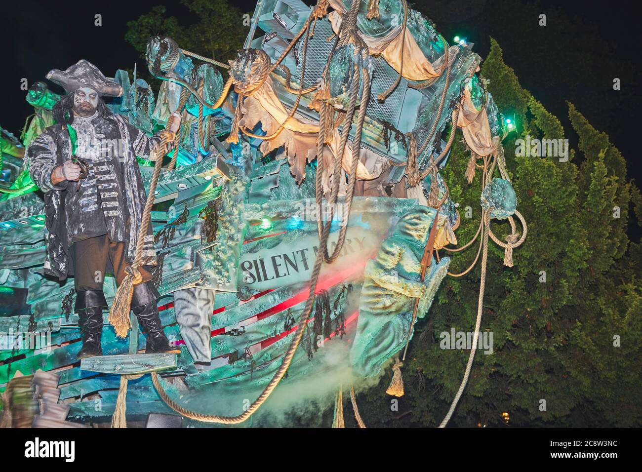 A brightly lit-up carnival float at the Bridgwater Carnival, held every ...