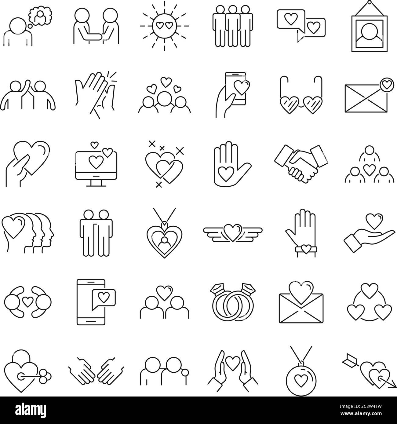 Affection icons set. Outline set of affection vector icons for web ...