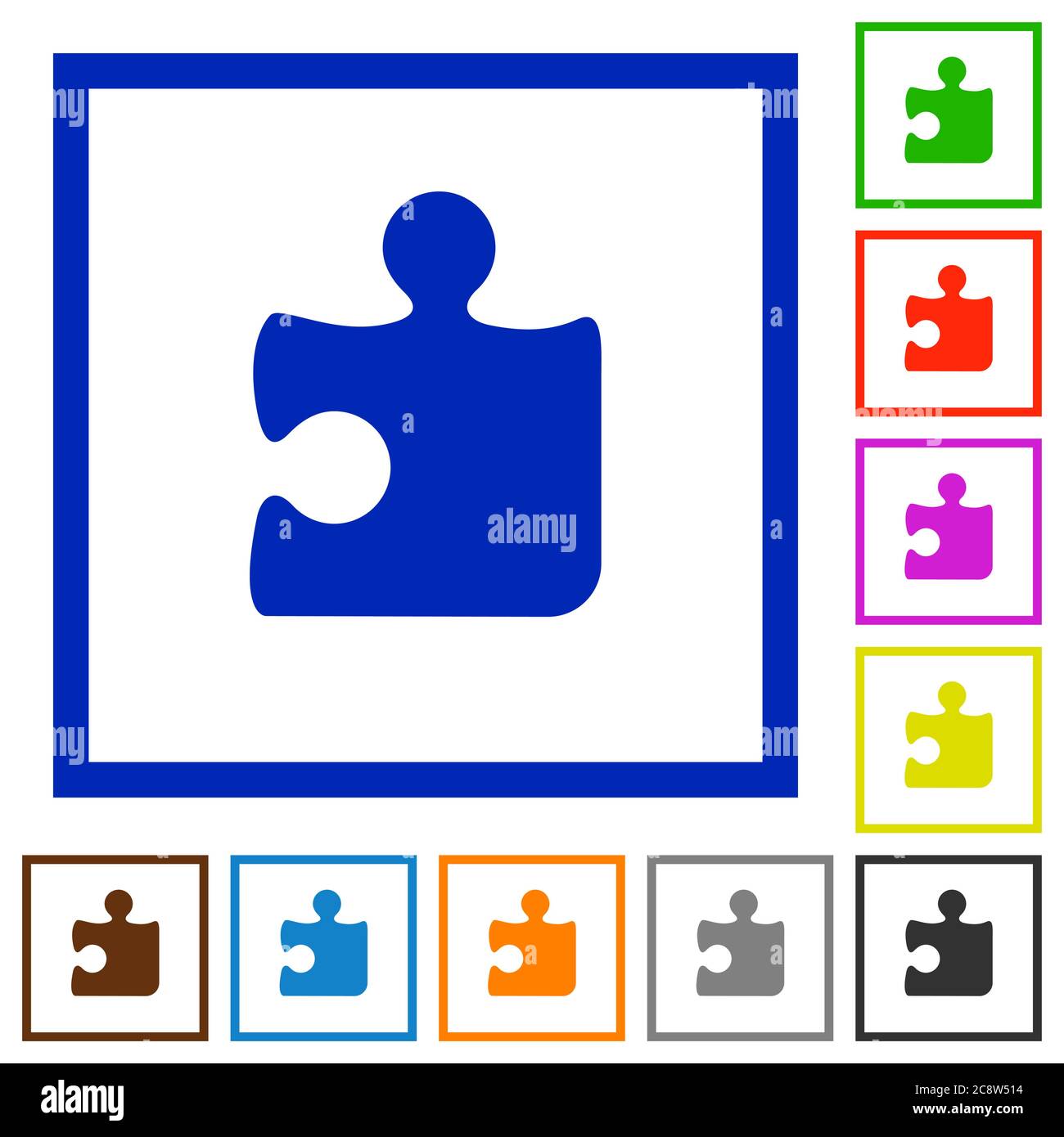 Set of color square framed Puzzle flat icons Stock Vector Image & Art ...