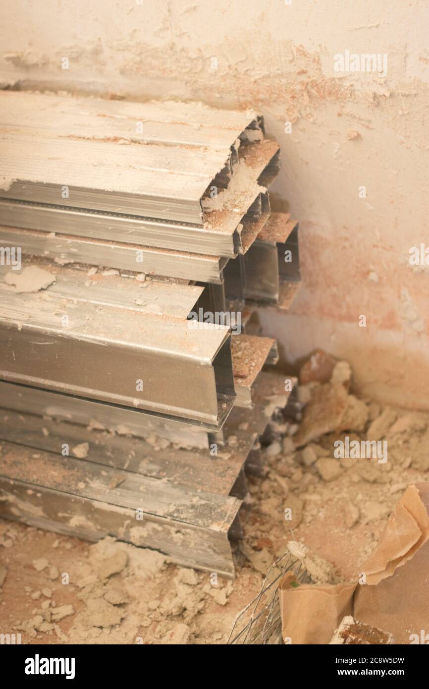 Building renovation works in appartment showing refurbishments works by ...