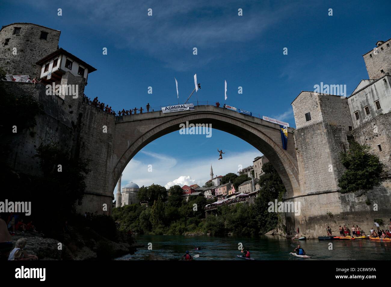 A diver jumps from the Old Mostar Bridge during the 454th traditional ...