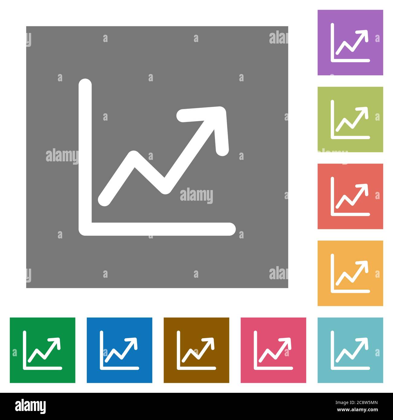 Line graph flat icon set on color square background Stock Vector Image ...