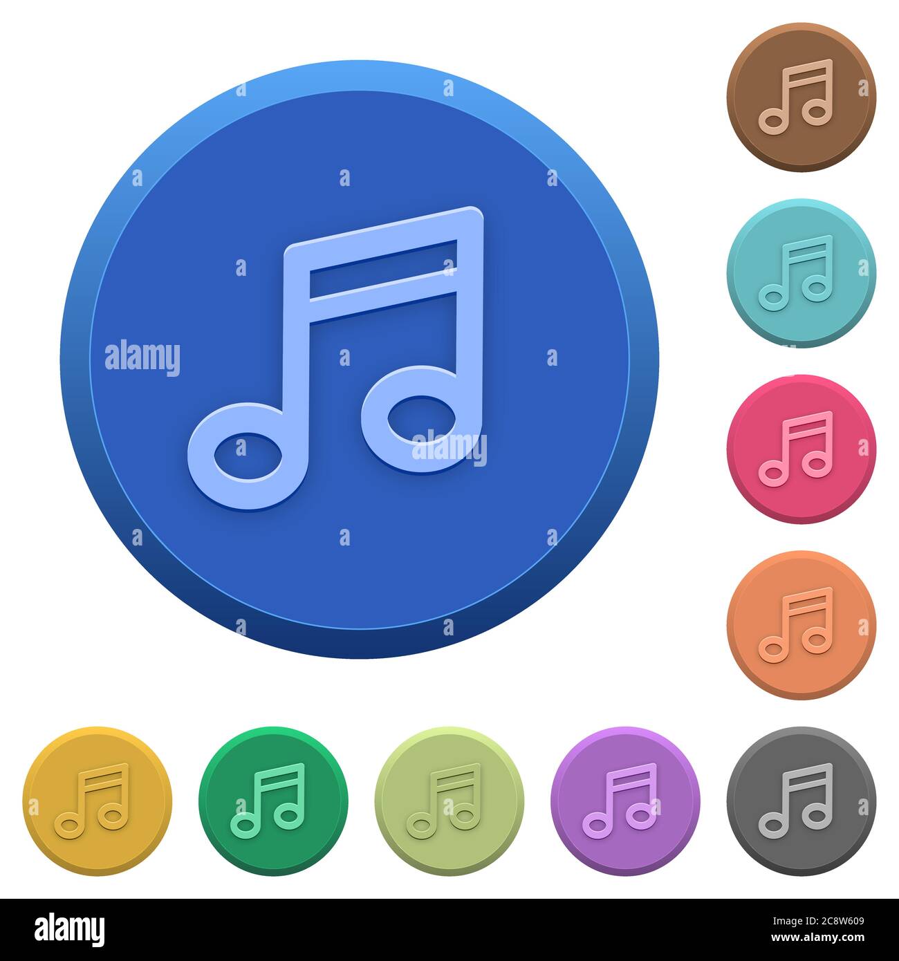 Set of round color embossed music note buttons Stock Vector Image & Art ...
