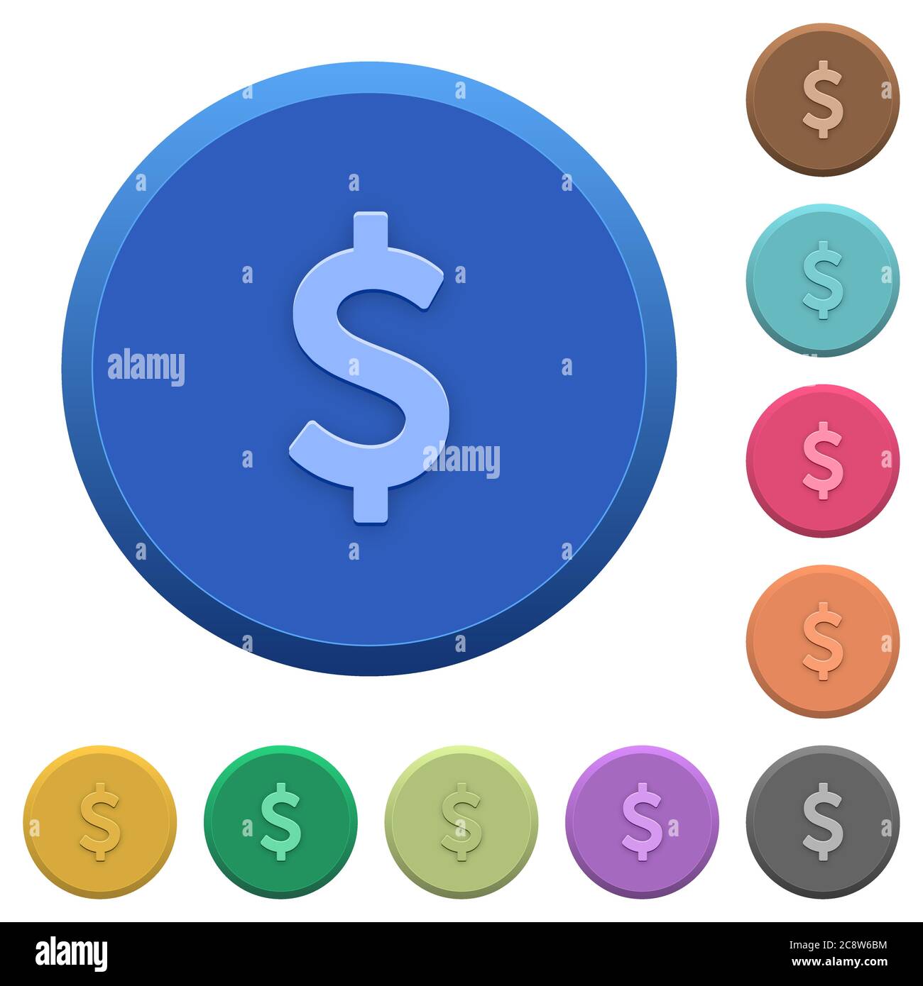 Set of round color embossed Dollar sign buttons Stock Vector Image ...