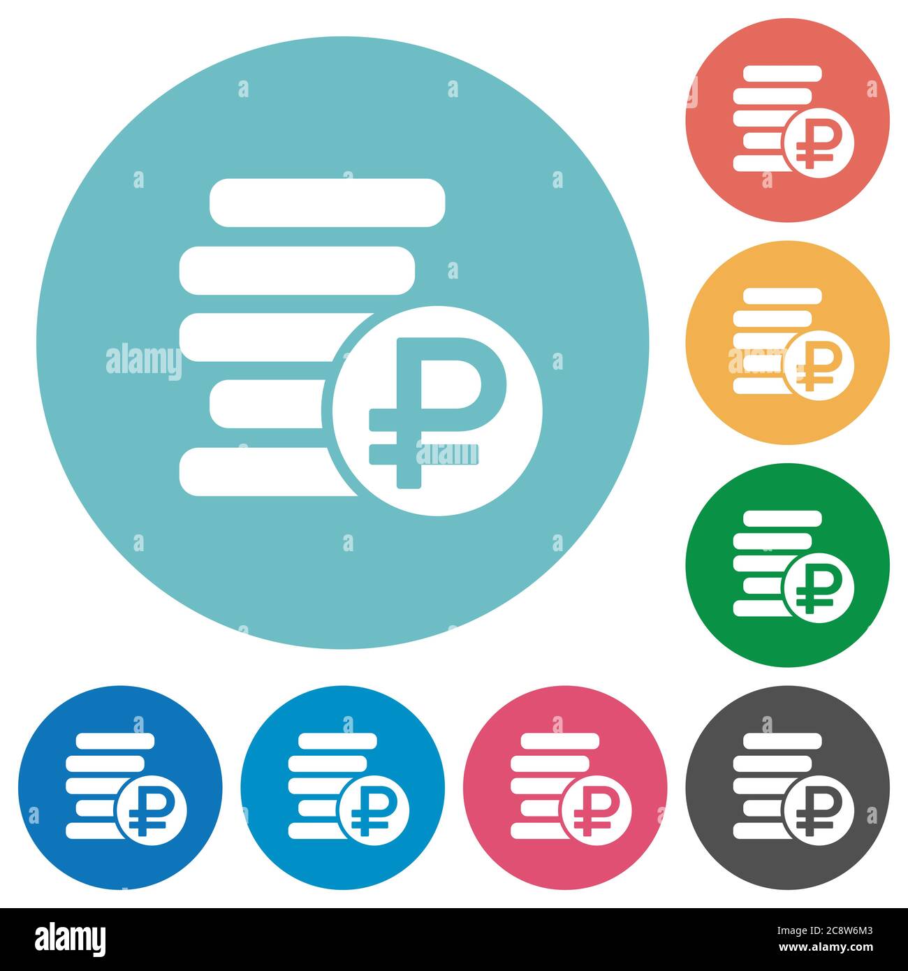 Flat Ruble coins icon set on round color background Stock Vector Image & Art - Alamy