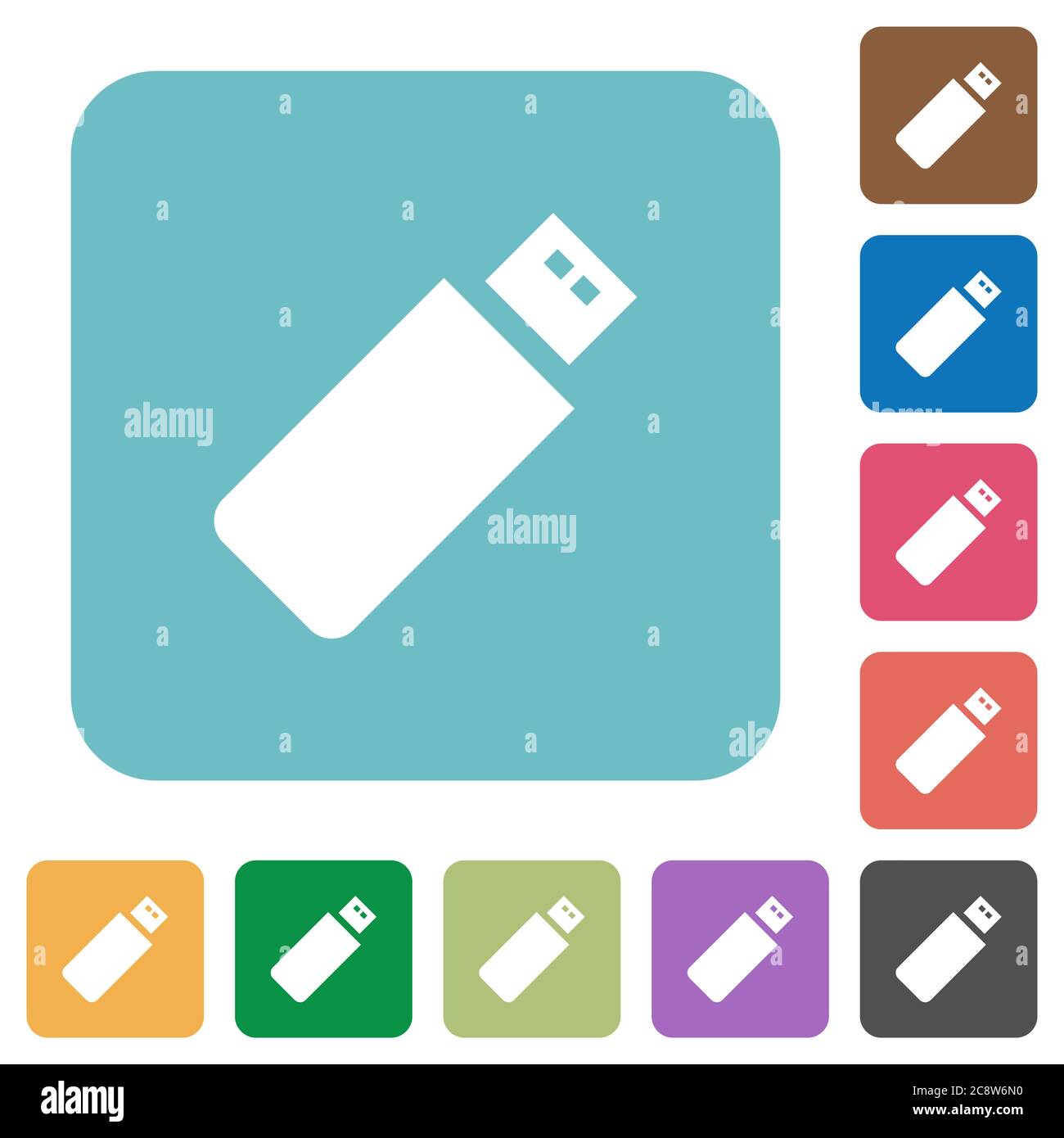 Flat pendrive icons on rounded square color backgrounds Stock Vector ...