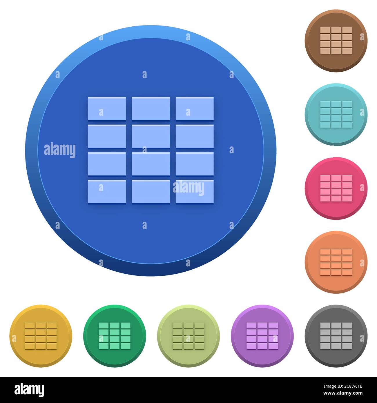 Set of round color embossed spreadsheet buttons Stock Vector Image ...