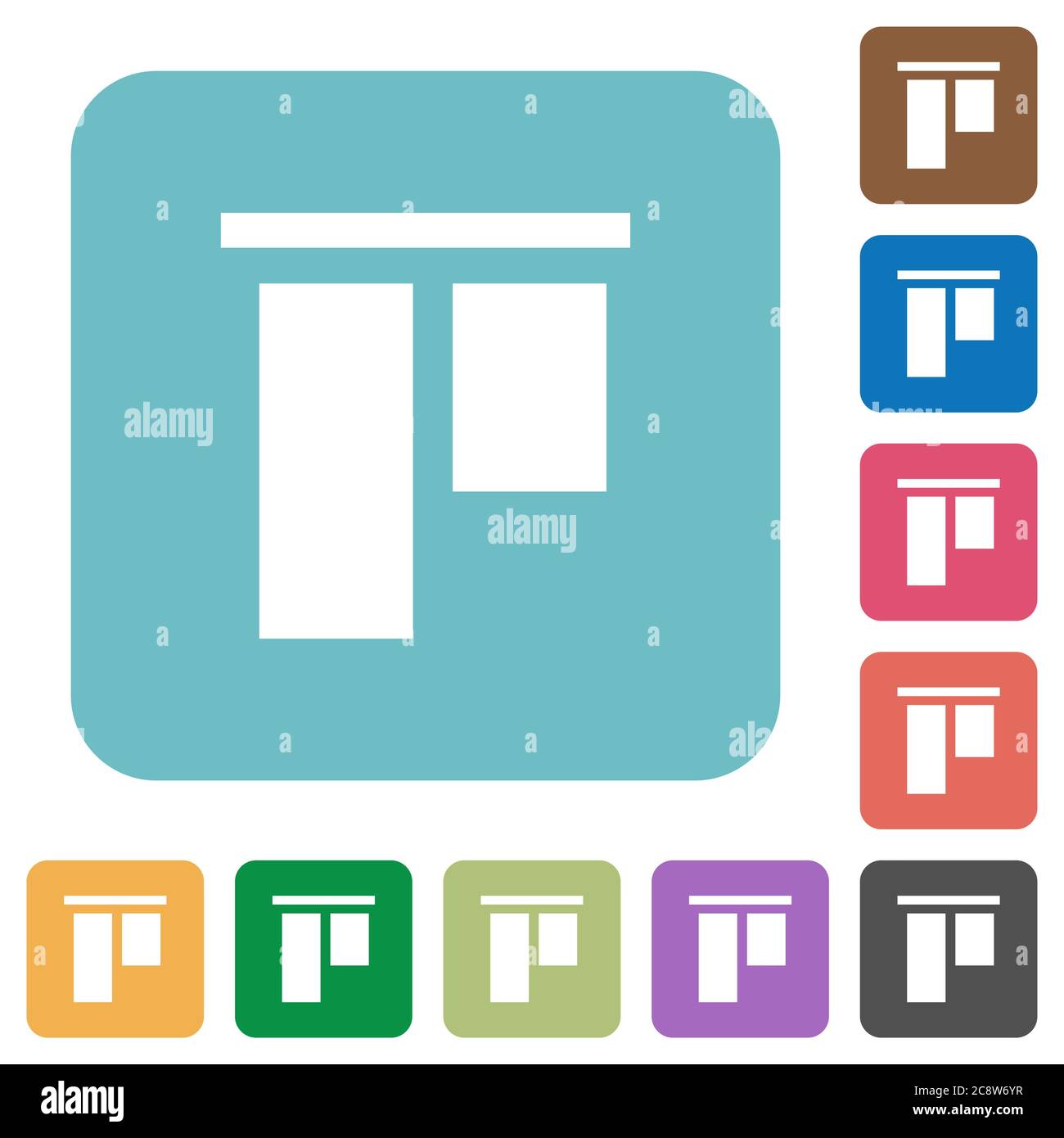 Flat align to top icons on rounded square color backgrounds Stock ...