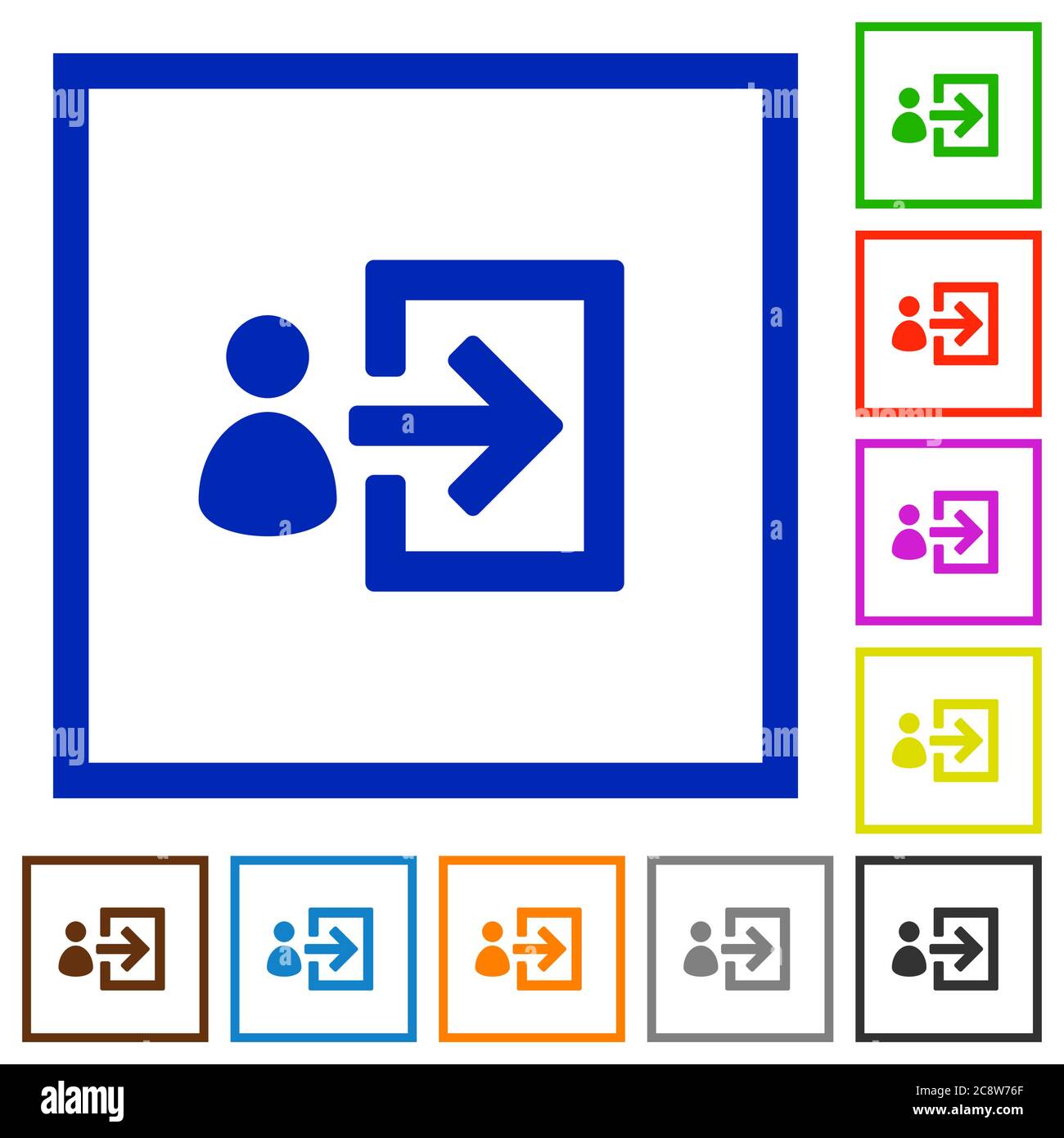 Set of color square framed user login flat icons Stock Vector Image ...