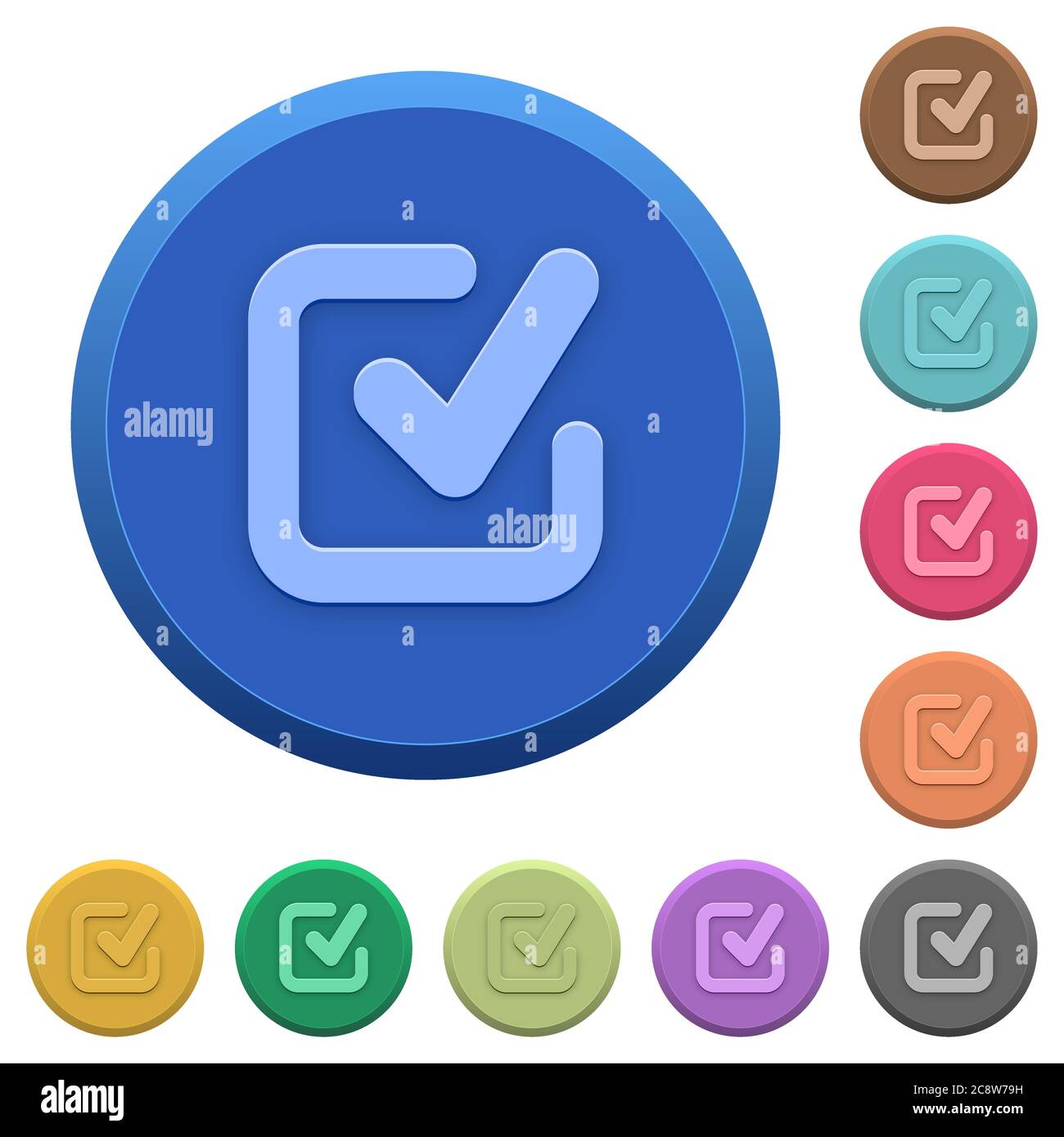Set of round color embossed checkmark buttons Stock Vector Image & Art ...