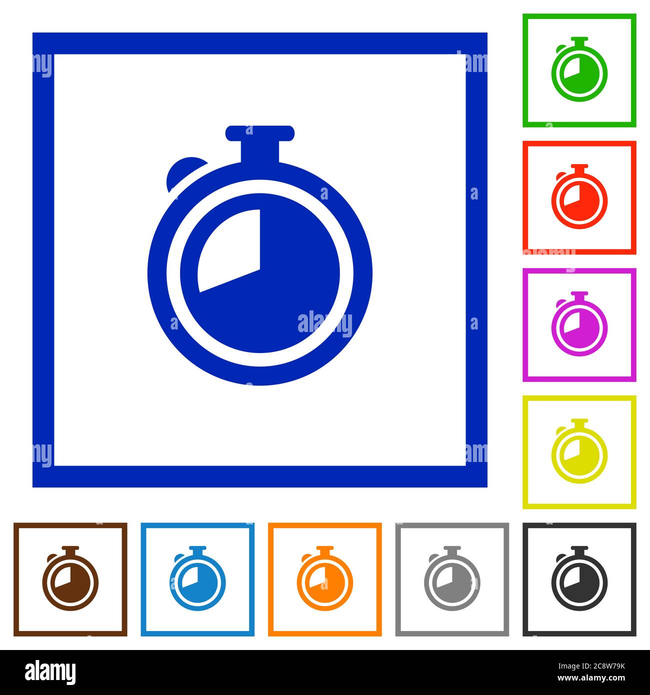 Set of color square framed timer flat icons Stock Vector Image & Art ...