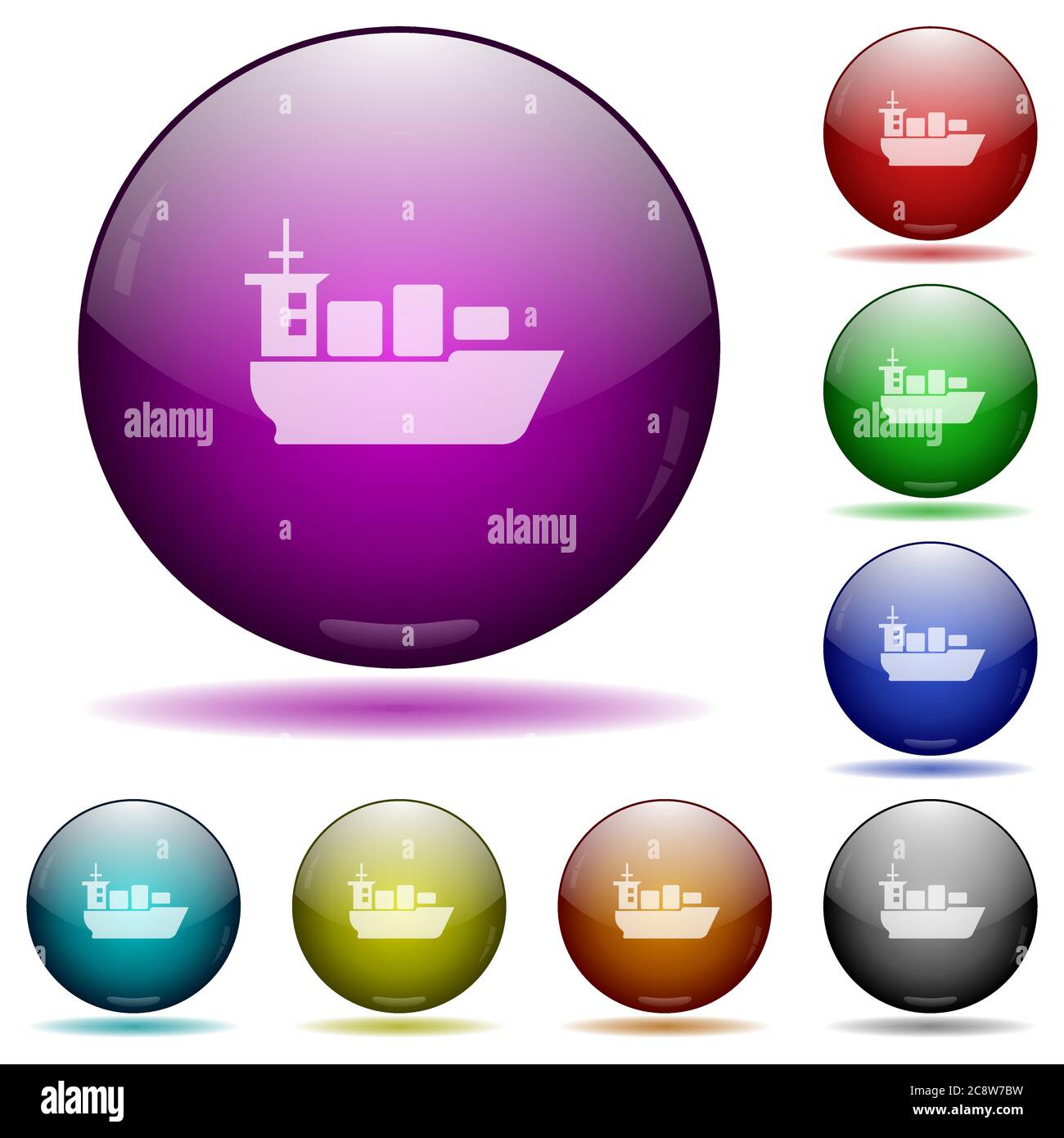 Set of color Sea transport glass sphere buttons with shadows Stock ...