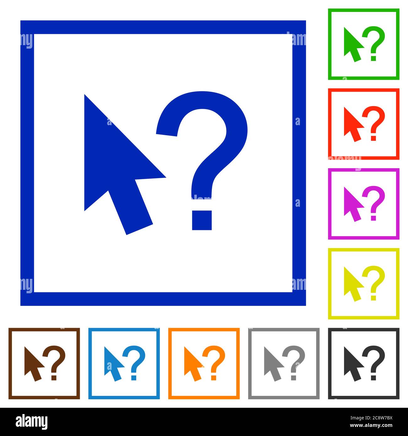 Set of color square framed Help cursor flat icons Stock Vector Image ...