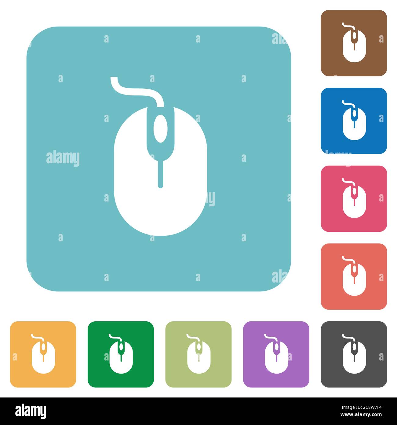 Flat computer mouse icons on rounded square color backgrounds Stock ...
