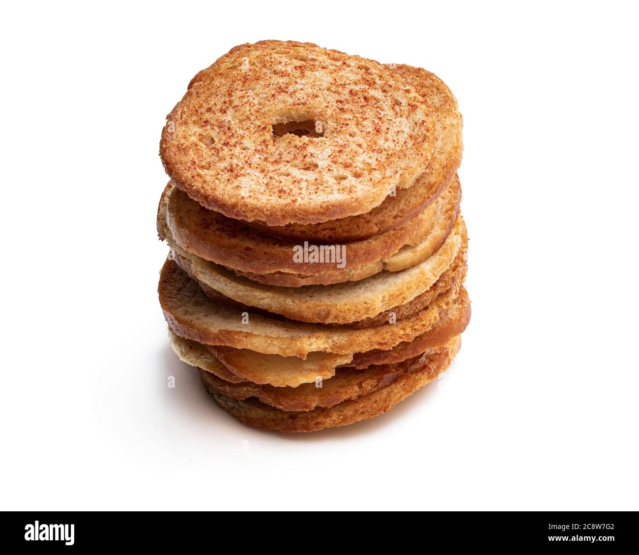 Stack of mini toasts bread isolated on white background Stock Photo - Alamy