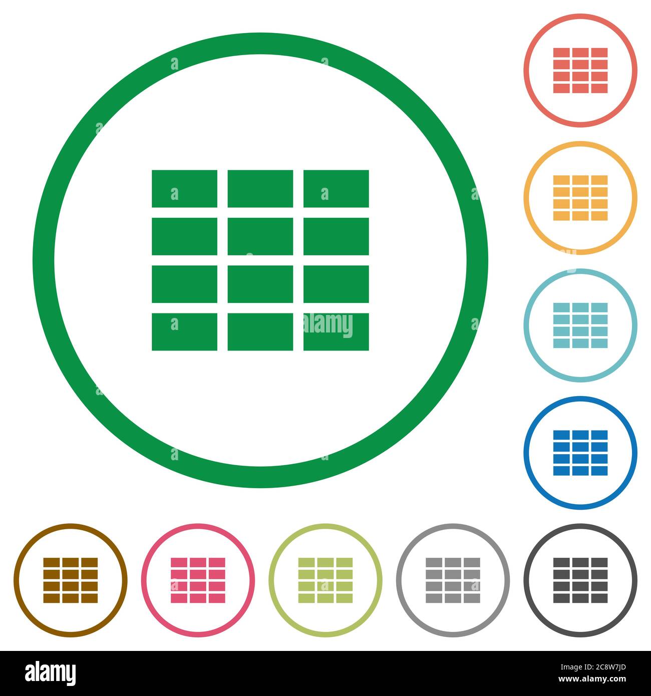 Set of Spreadsheet color round outlined flat icons on white background Stock Vector Image & Art ...