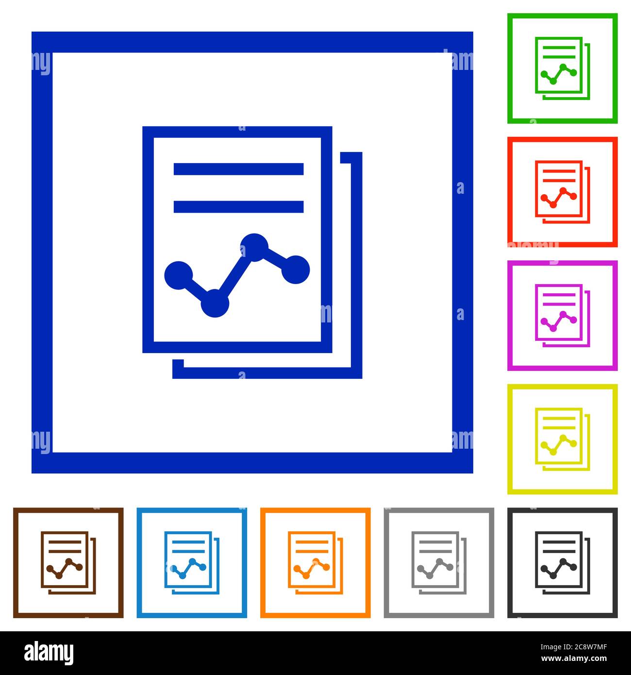 Set of color square framed Report flat icons Stock Vector Image & Art ...