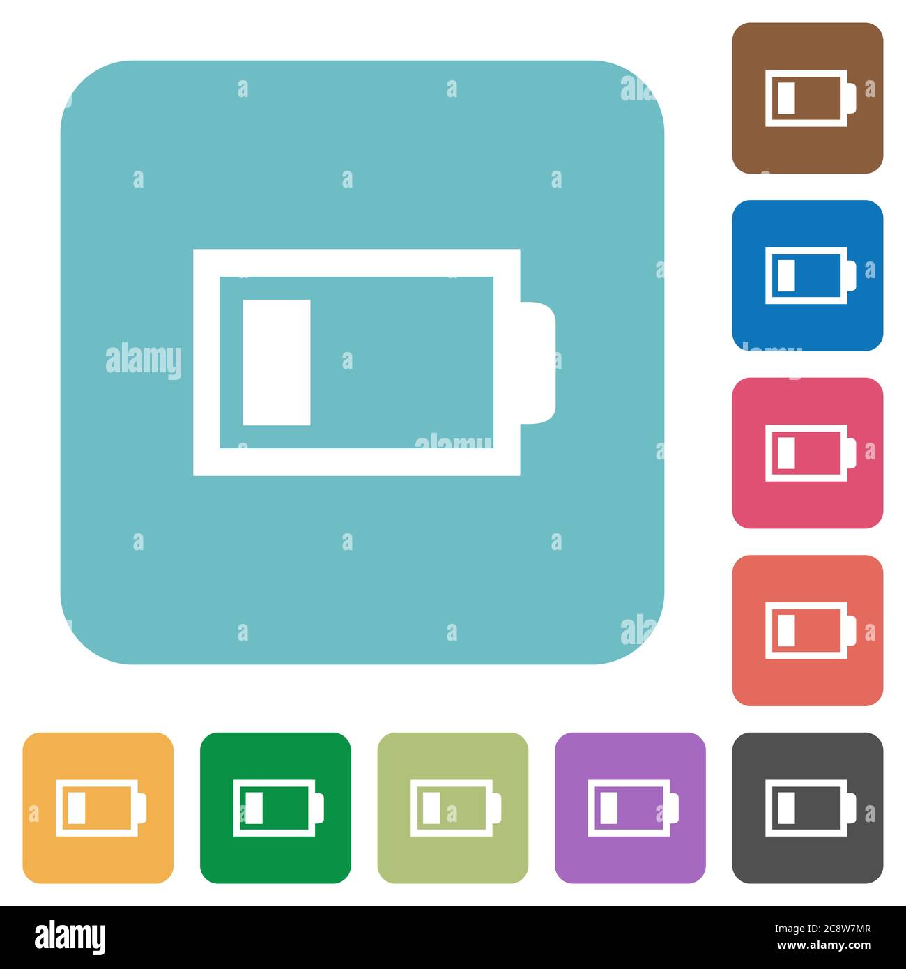 Flat low battery icons on rounded square color backgrounds Stock Vector ...