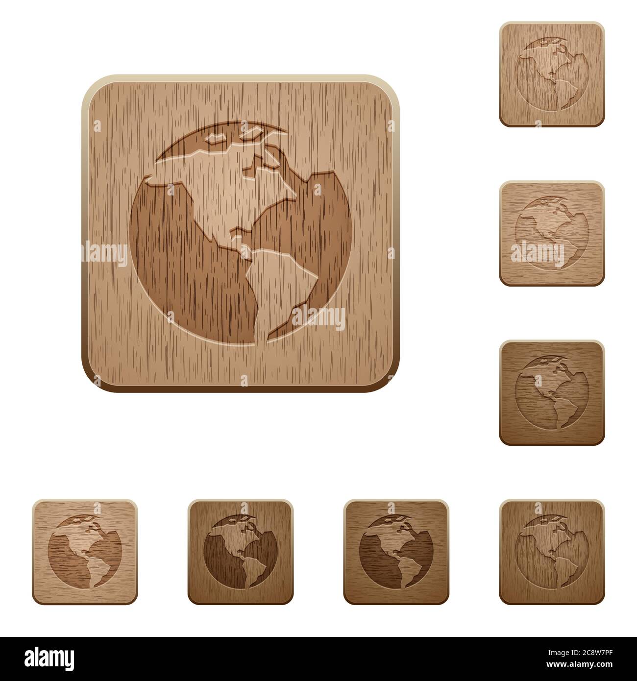 Set of carved wooden Earth buttons in 8 variations Stock Vector Image ...