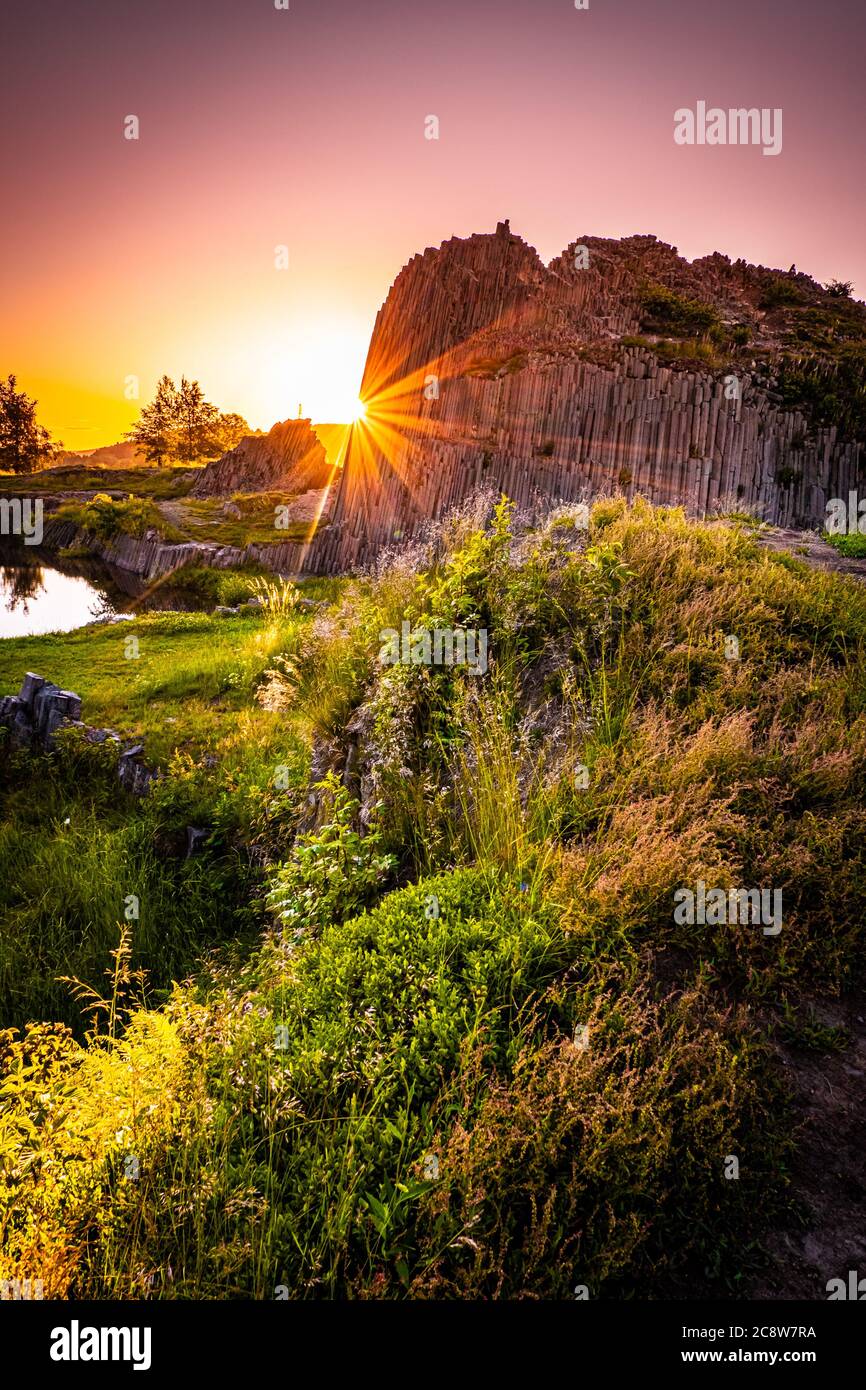 Panska skala is a remnant of a small basalt hill (597 m) protruding ...