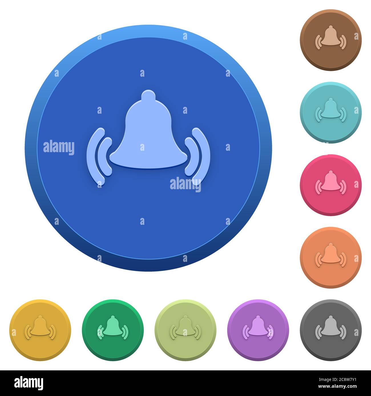 Set of round color embossed ringing bell buttons Stock Vector Image ...