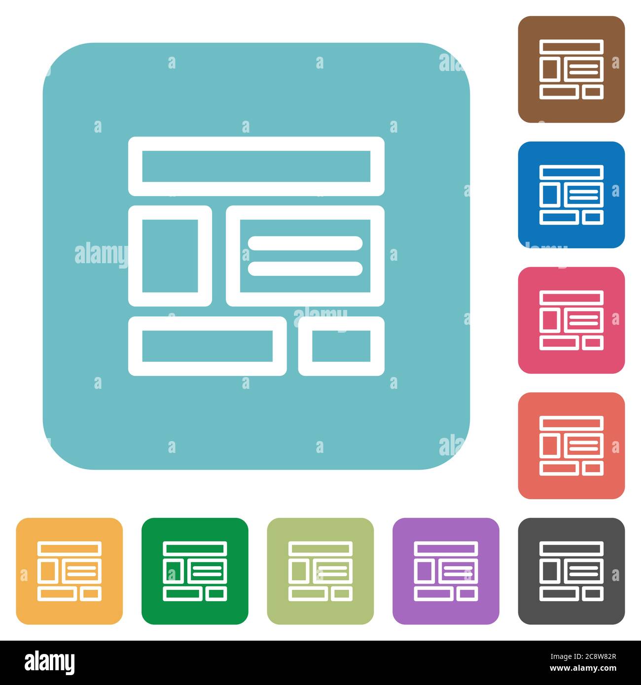 Flat web layout icons on rounded square color backgrounds Stock Vector ...