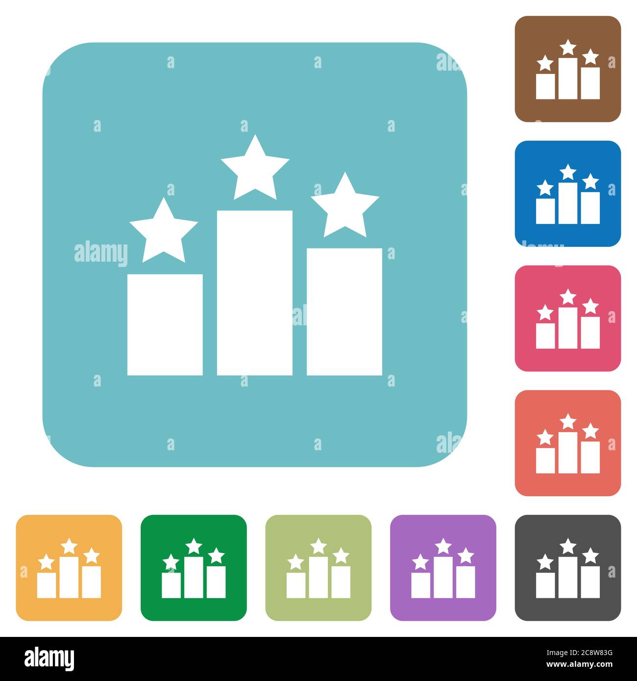 Flat ranking icons on rounded square color backgrounds Stock Vector ...