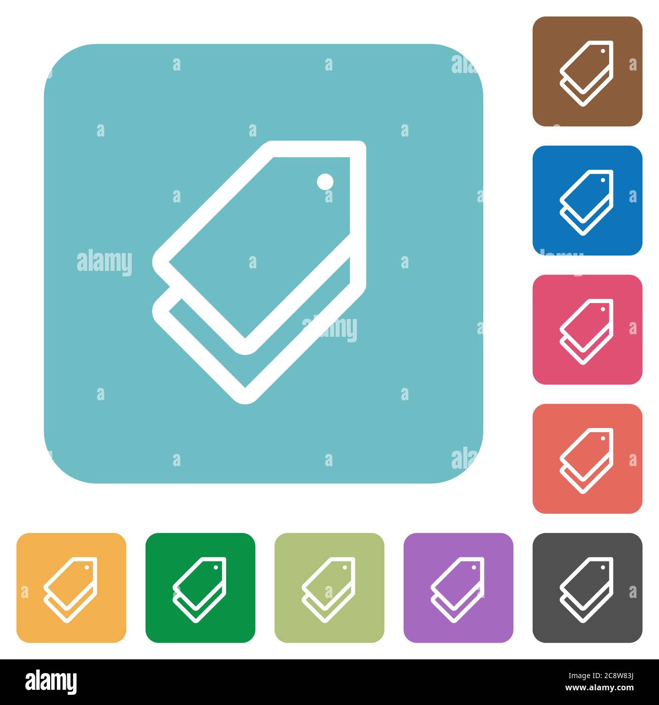 Flat tags icons on rounded square color backgrounds Stock Vector Image ...