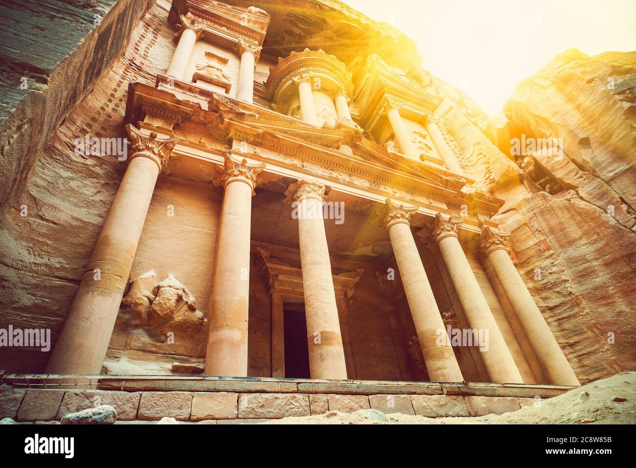 El Hazne famous rock temple-mausoleum, Treasury of Pharaoh. in the ...