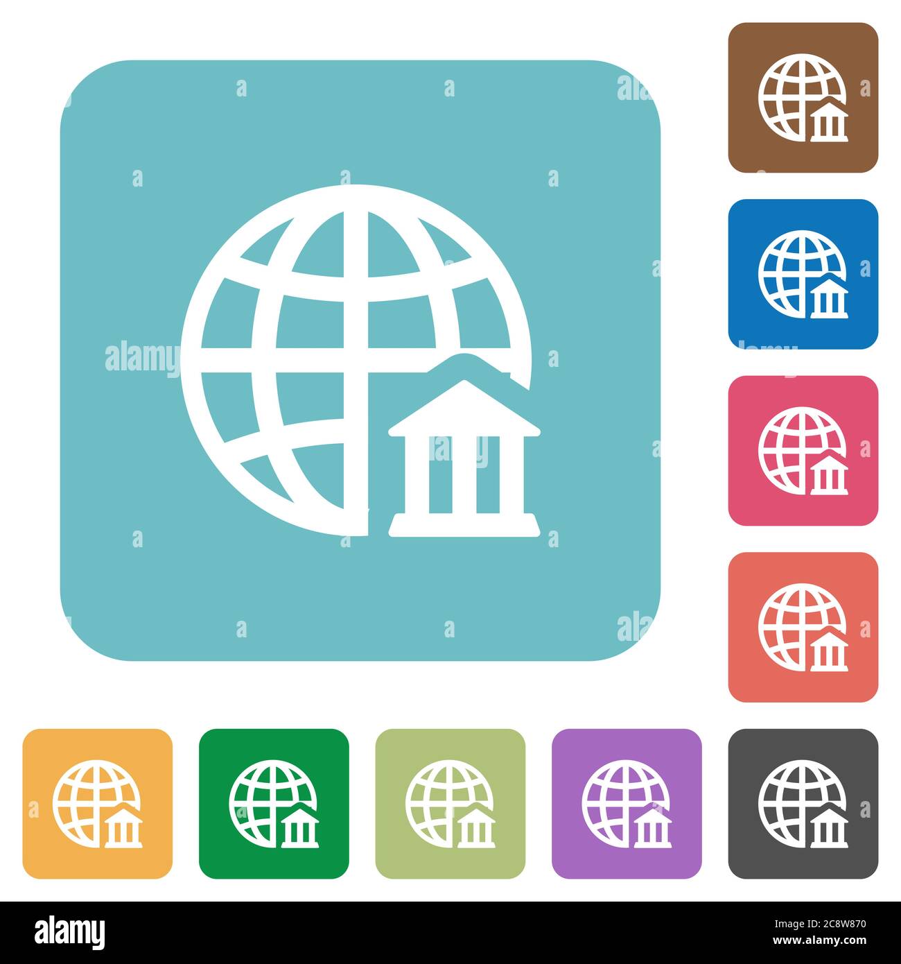 Flat internet banking icons on rounded square color backgrounds Stock ...