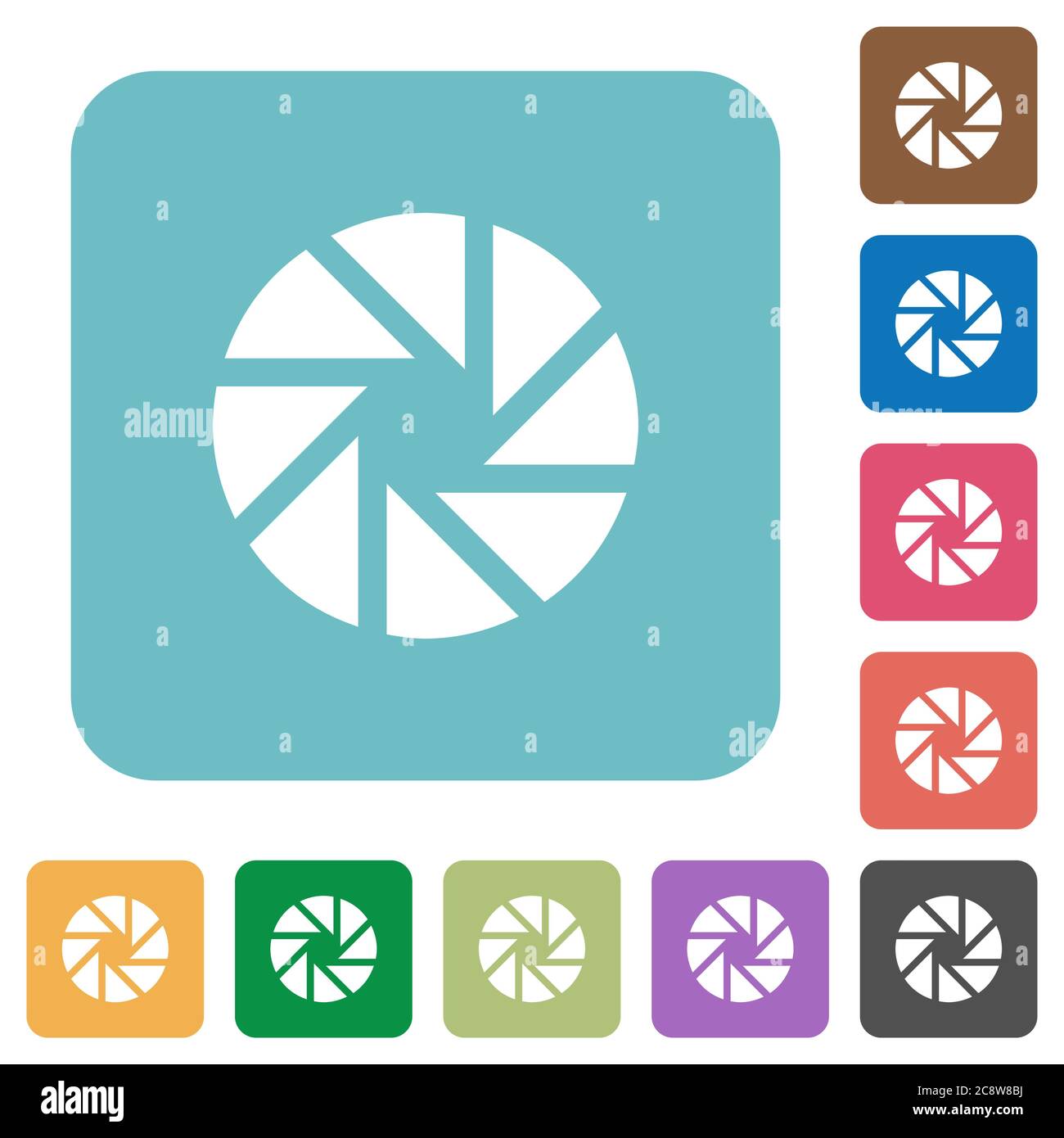 Flat aperture icons on rounded square color backgrounds Stock Vector Image & Art - Alamy
