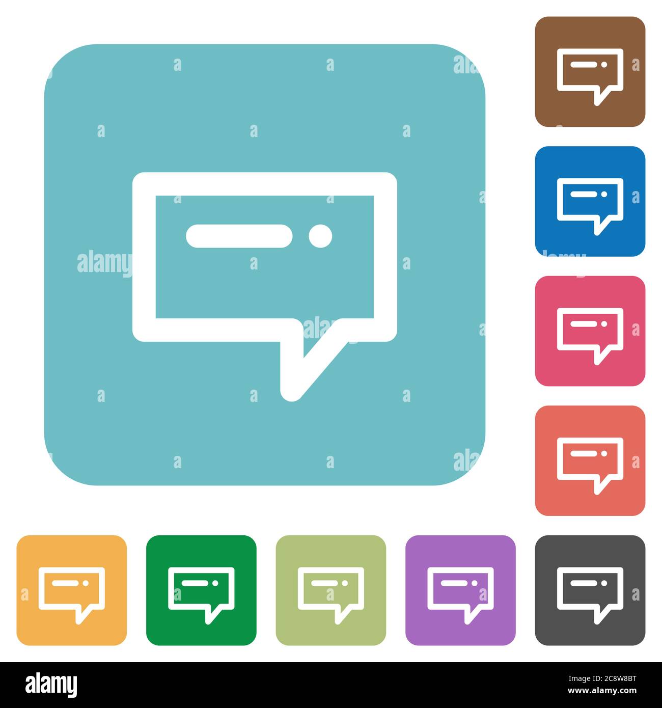 Flat typing message icons on rounded square color backgrounds Stock ...