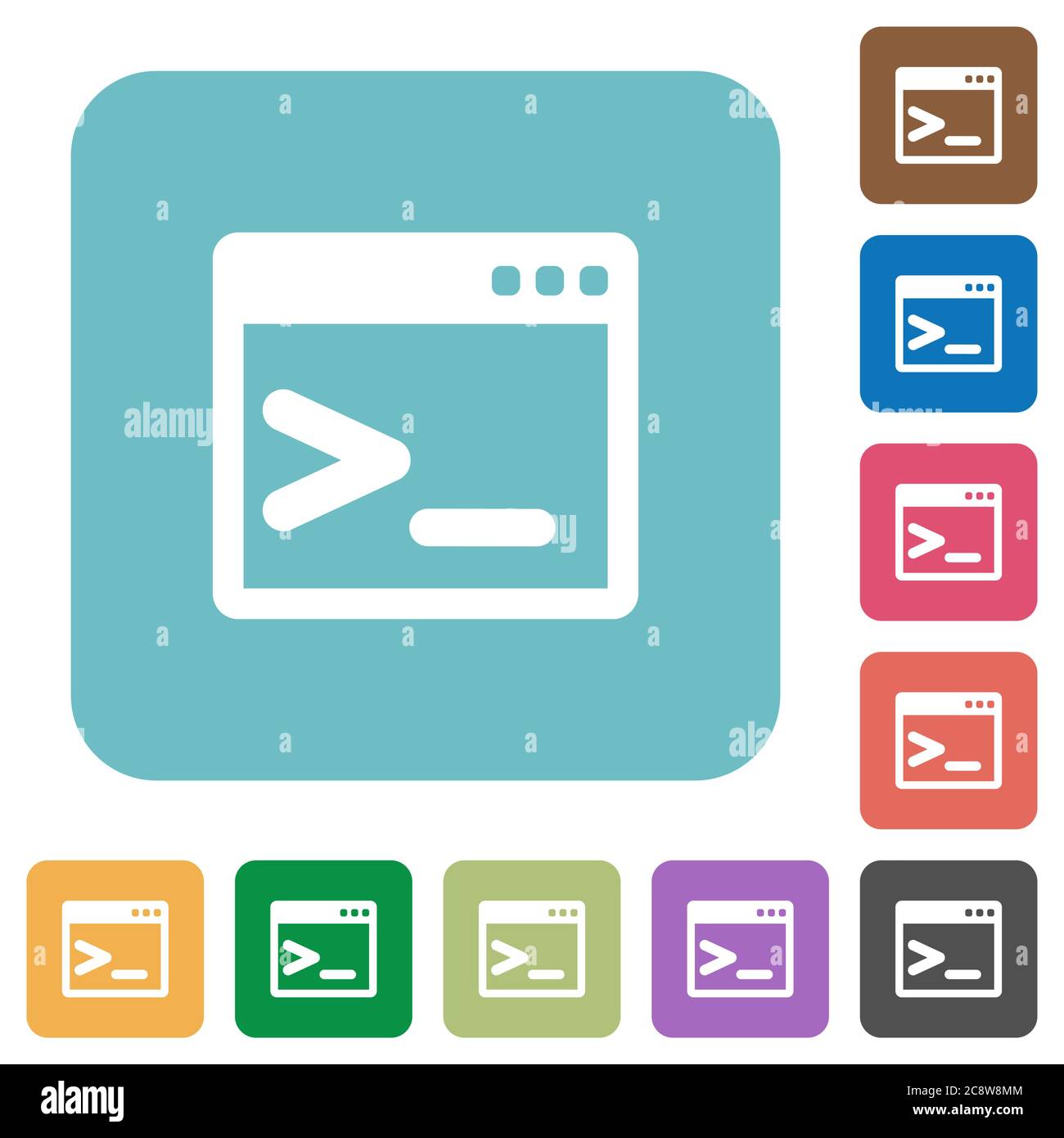 Flat command prompt icons on rounded square color backgrounds Stock ...
