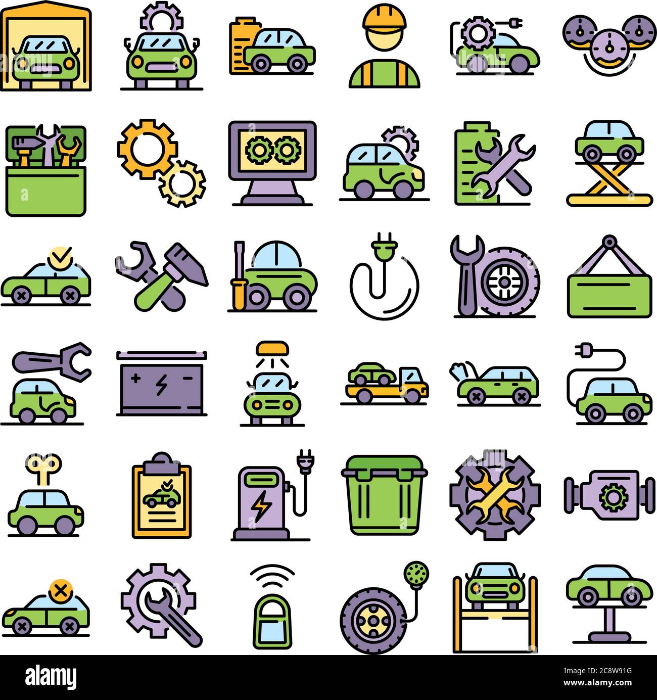 Electric vehicle repair icons set vector flat Stock Vector Image & Art ...