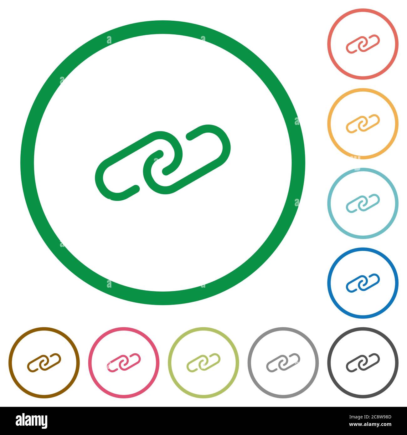 Set of link color round outlined flat icons on white background Stock Vector Image & Art - Alamy