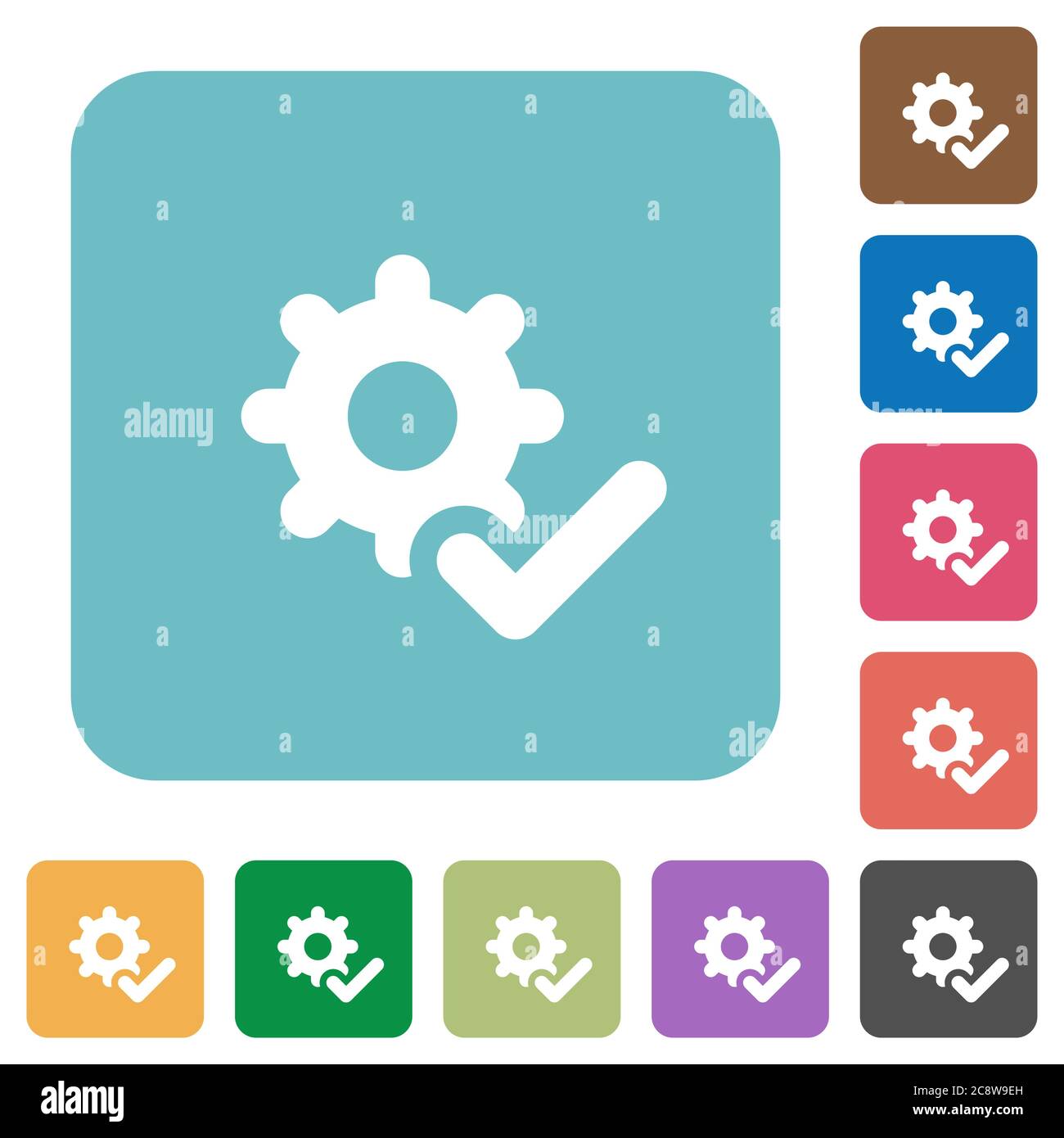 Flat settings ok icons on rounded square color backgrounds Stock Vector ...