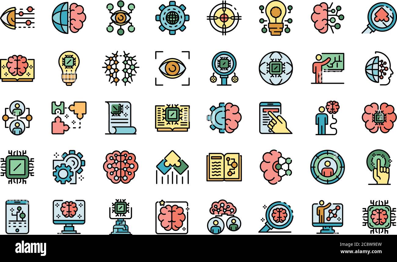 Machine learning icons set vector flat Stock Vector Image & Art - Alamy