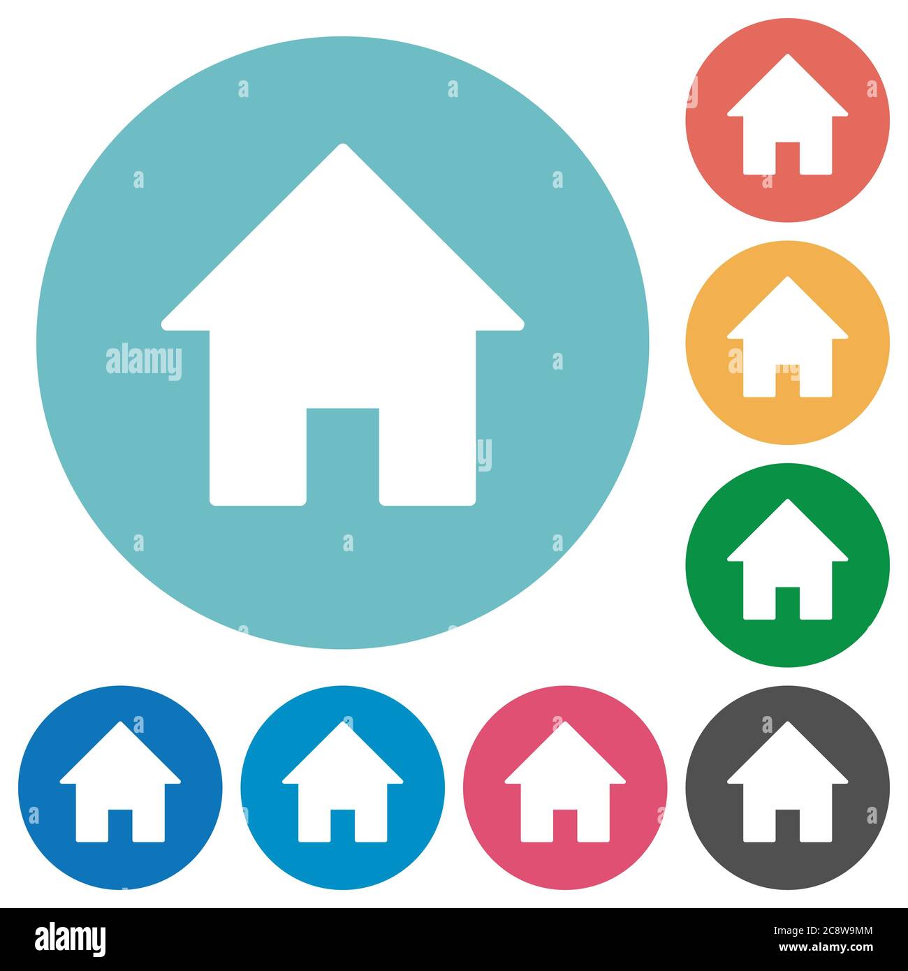 Flat home icon set on round color background Stock Vector Image & Art ...