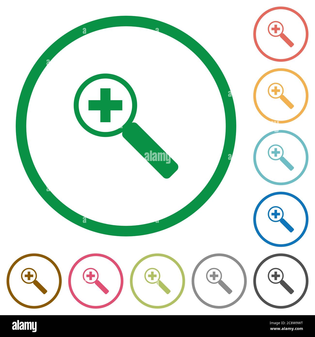 Set of zoom in color round outlined flat icons on white background Stock Vector Image & Art - Alamy